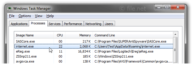 internet.exe Windows process - What is it?